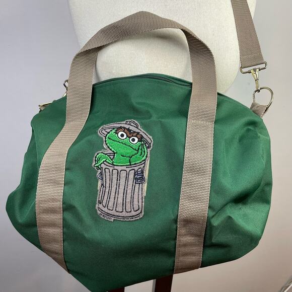Unbranded | Bags | Vintage Oscar The Grouch Patch Duffel Bag Carryall ...